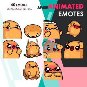 40 Animated Potato Emotes Pack 2, Mega Cute Potato Love, Wave, Cringe ...