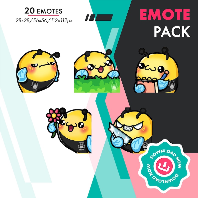 Mega Bee Emote Pack, 20 Cute Wasp Hi, Hype, Noted Still Emote Set for ...
