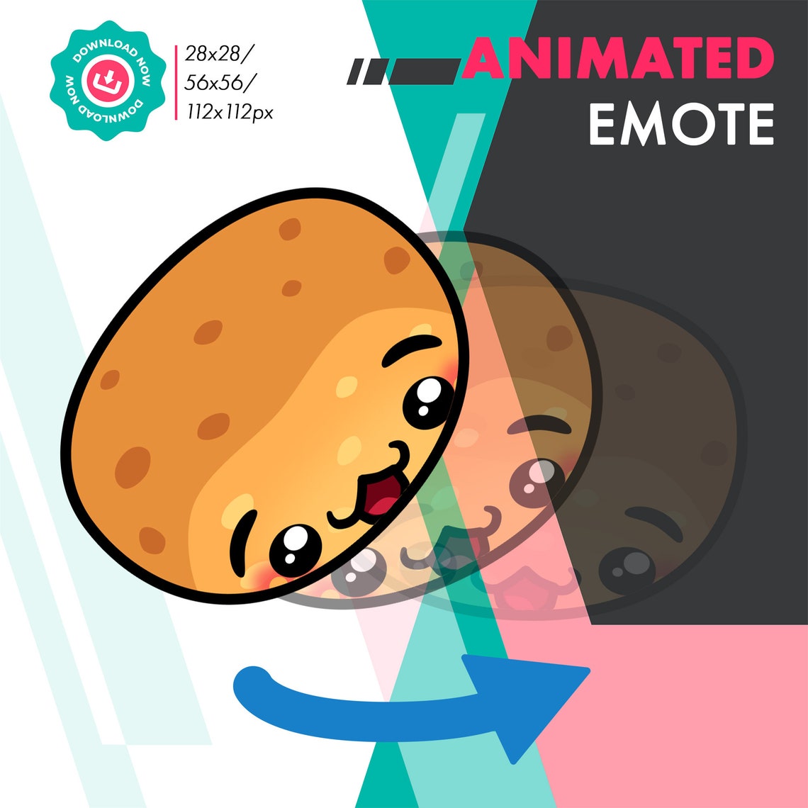Animated Potato Rolling Emote, Cute Potato Rotating Emote for Twitch ...