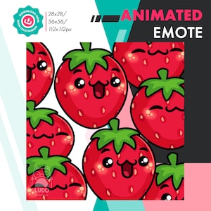 Animated Strawberry Raid Emote, Cute Fruit Host Emote for Twitch ...