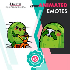 Animated Pickle Emotes Pack 4, 5 Cute Omg, Brows, Lurk Emote Set for ...