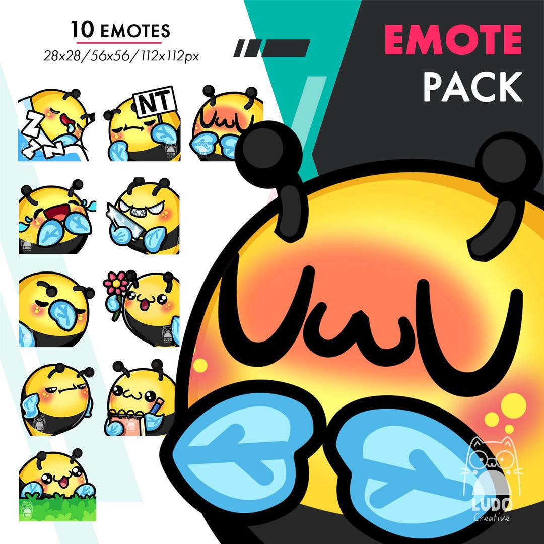 Bee Emote Pack 2, 10 Cute Wasp Noted, Lurk, Facepalm Still Emote Set ...