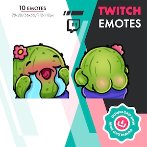Twitch Cactus Emotes Bundle, 10 Cute Succulent Emotes Pack for Youtube ...