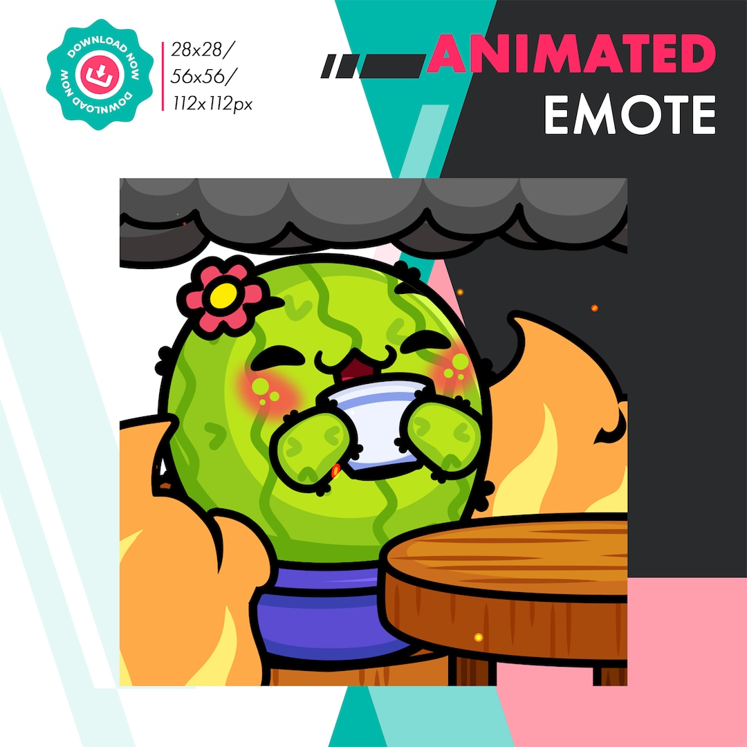 Animated This is Fine Emote, Cute Cactus I'm Fine Emote for Twitch ...