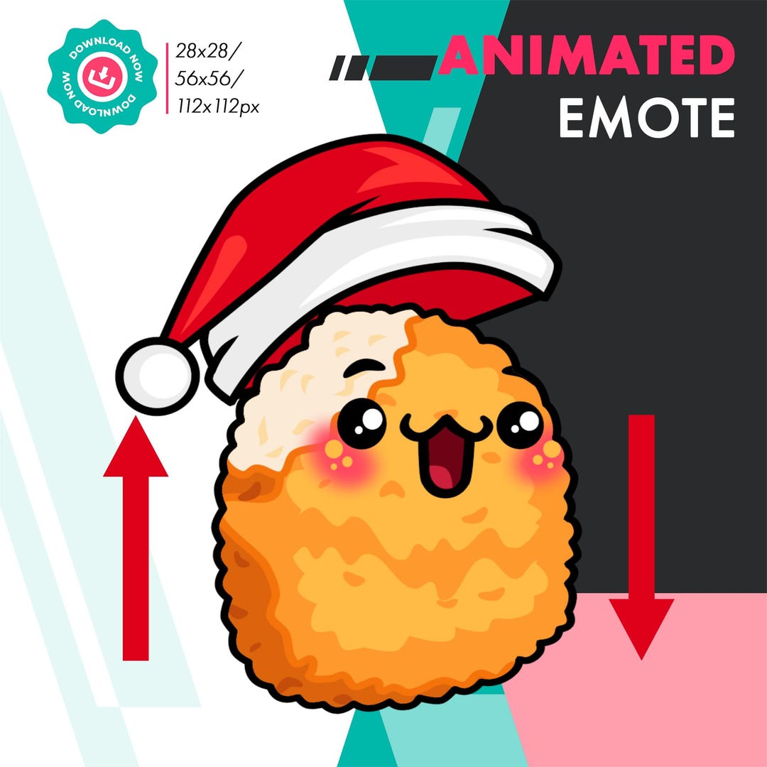 Animated Christmas Nugget Jump Emote, Cute Festive Fried Chicken Emote ...