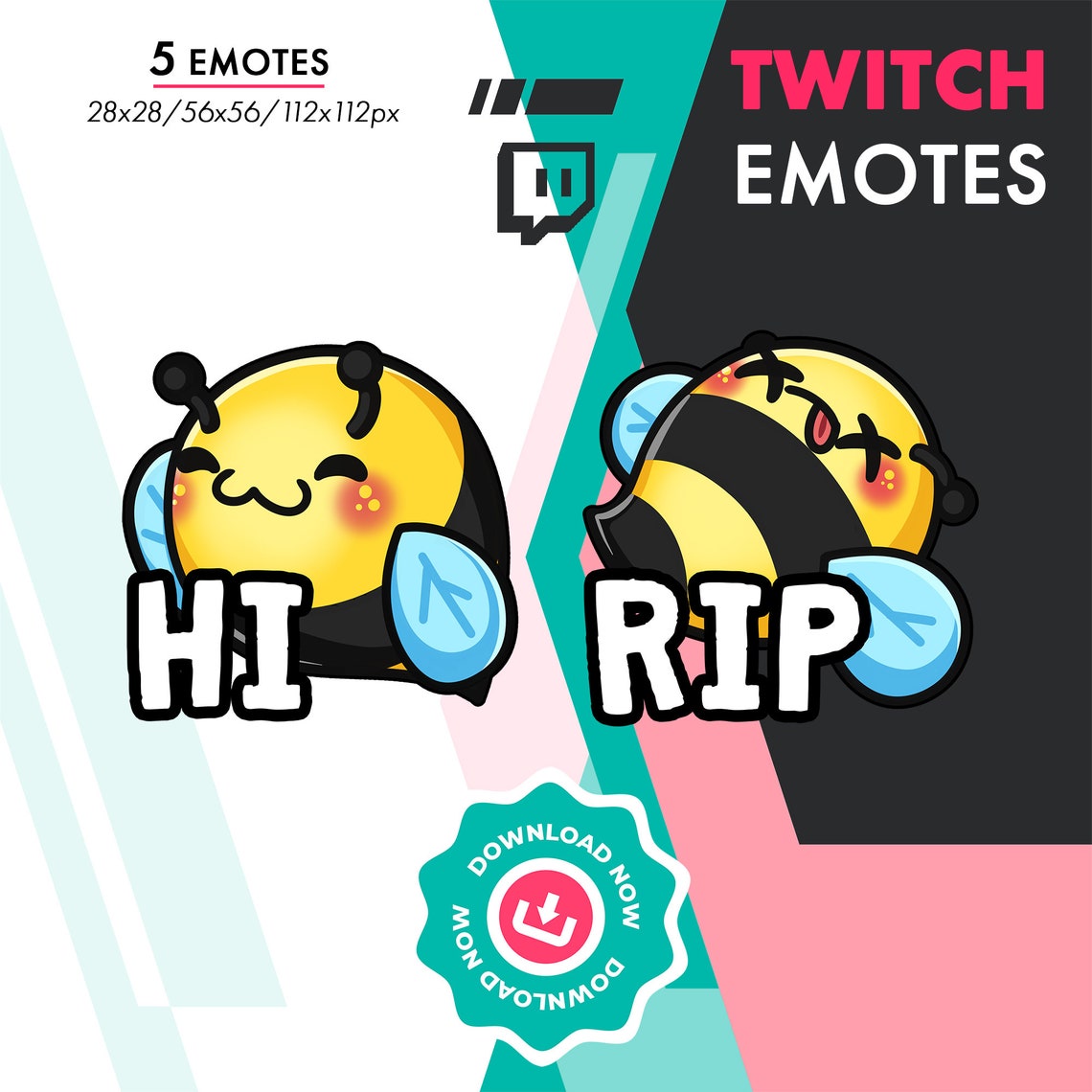 Bee Emote Pack 1, 5 Cute Chibi Wasp Emotes Pack for Youtube Discord ...