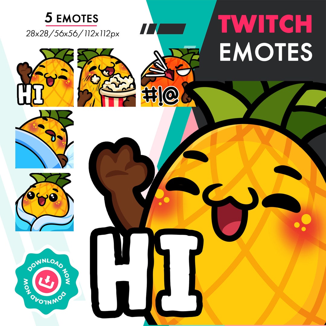 Twitch Pineapple Emote Pack, Cute 5 Fruit Hi, Rage, Blanket Emote Set ...
