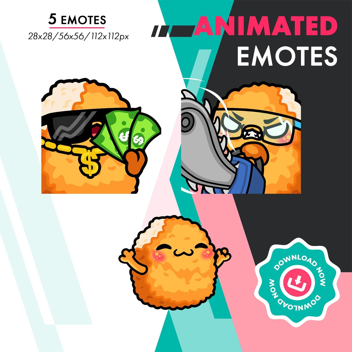 Animated Chicken Nugget Emotes Pack 2, 5 Cute Fried Chicken Dance ...