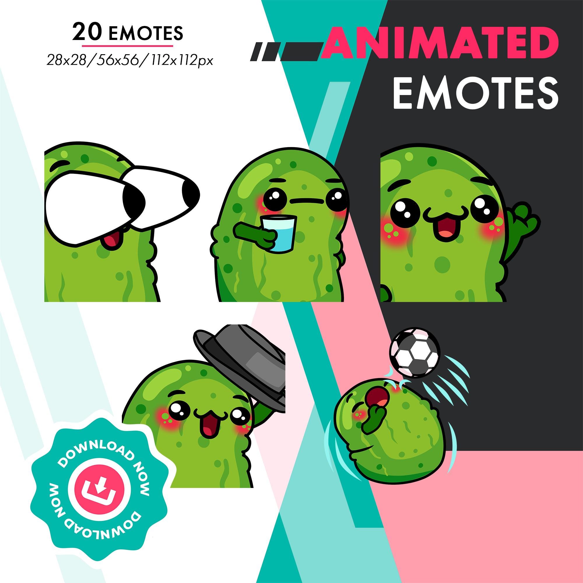 Mega Animated Pickle Emotes Pack 3, 20 Cute Gherkin Confused, Birthday ...