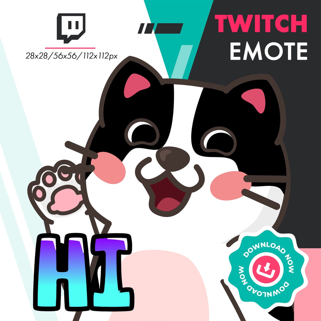 Twitch Cat Emote | Cute Cartoon Cat Hi Emote for Twitch Youtube Discord ...