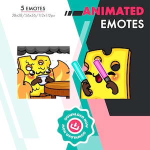 Animated Cheese Emotes Pack 4, 5 Cute Cheddar Slice Wink, This is Fine ...