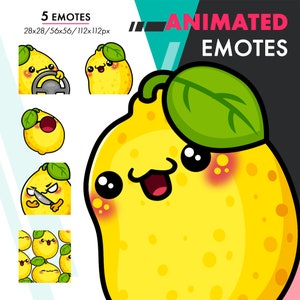 Animated Lemon Emotes Pack, 5 Cute Lemon Wiggle, Raid, POP Emote Set ...
