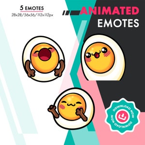 Animated Boiled Egg Emotes Pack, 5 Cute Egg Wiggle, Raid, This is Fine ...
