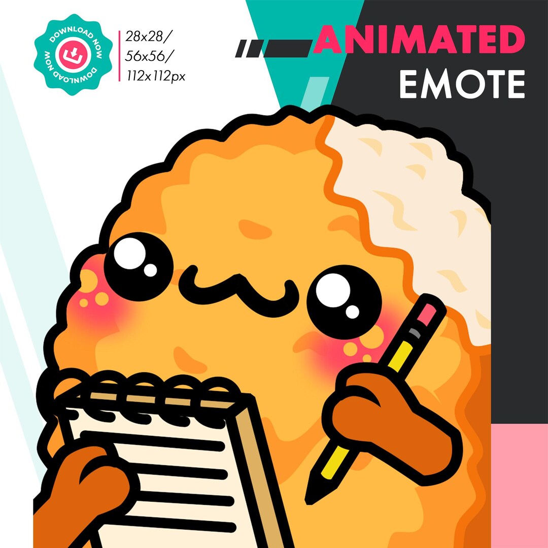 Animated Nugget Noted Emote, Cute Fried Chicken Taking Notes Emote for ...