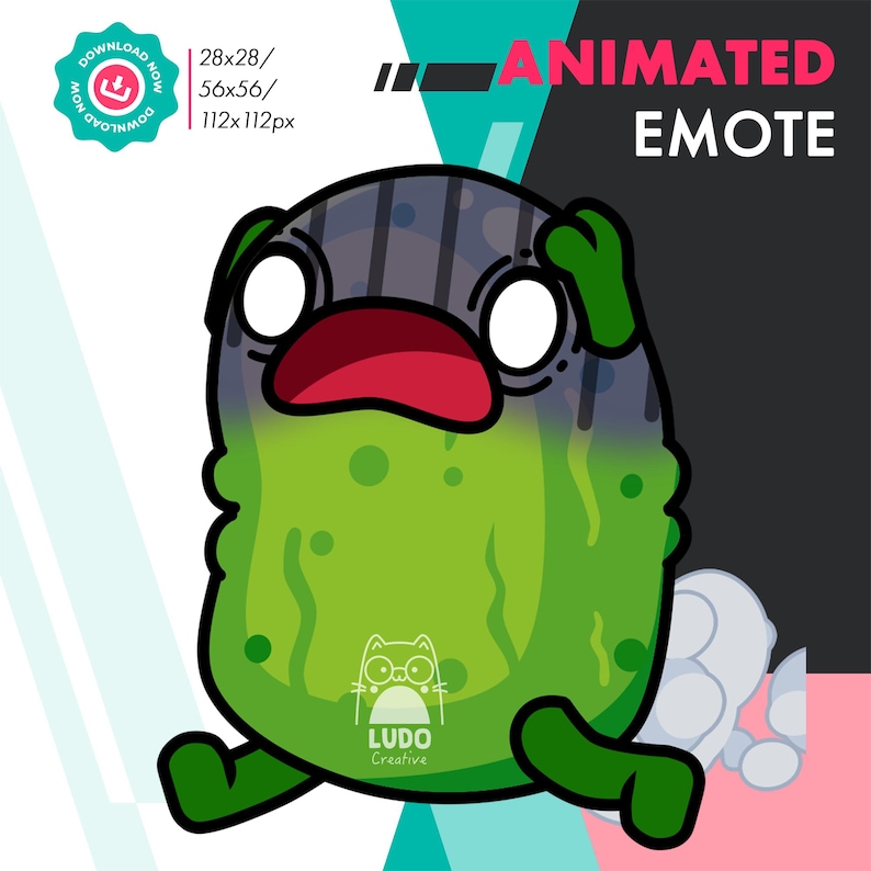 Animated Panic Emote, Cute Pickle Run Emote for Twitch Youtube Discord ...