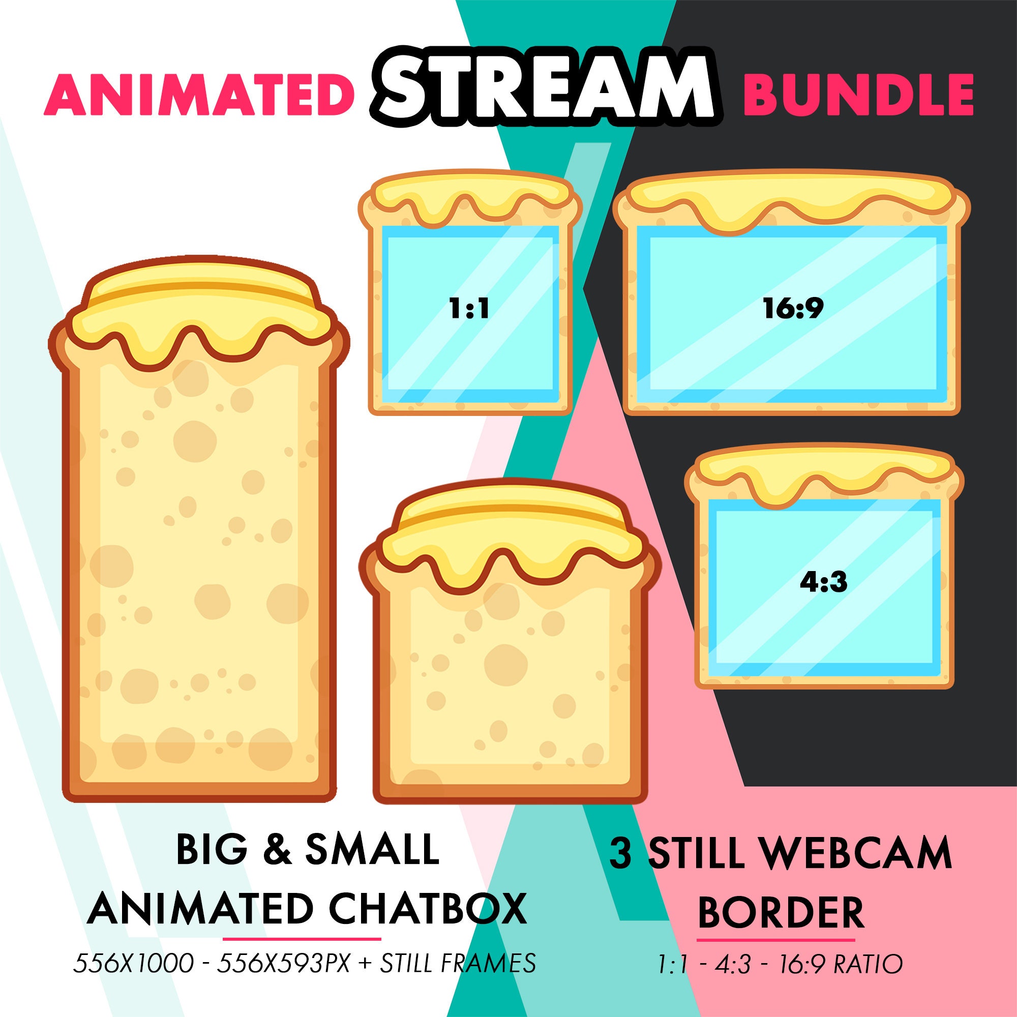 Mega Animated Toast Stream Package, Twitch Bread Overlays, Animated ...