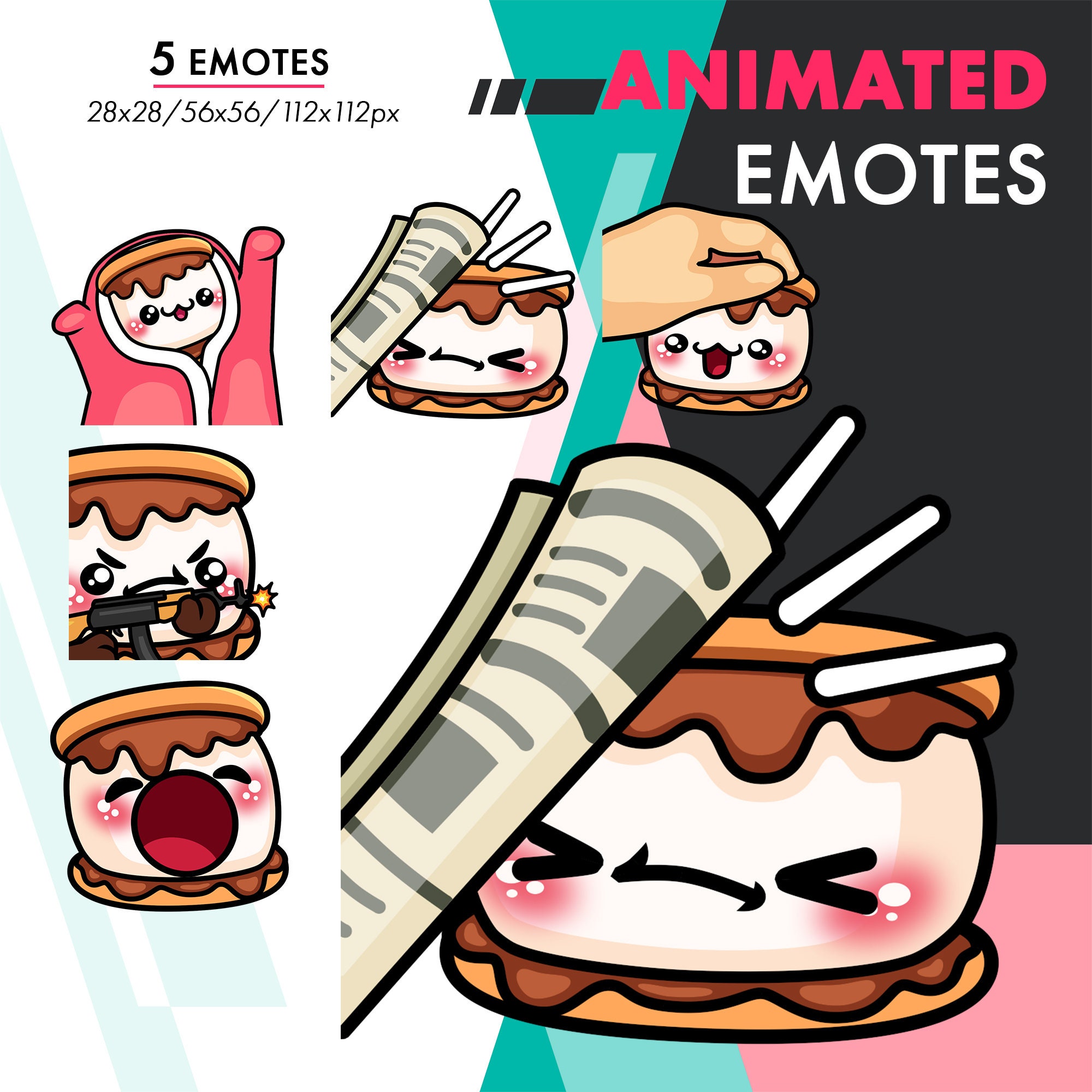 Animated Smores Emotes Pack, 5 Cute S'more Aim, Cozy Blanket, POP Emote ...