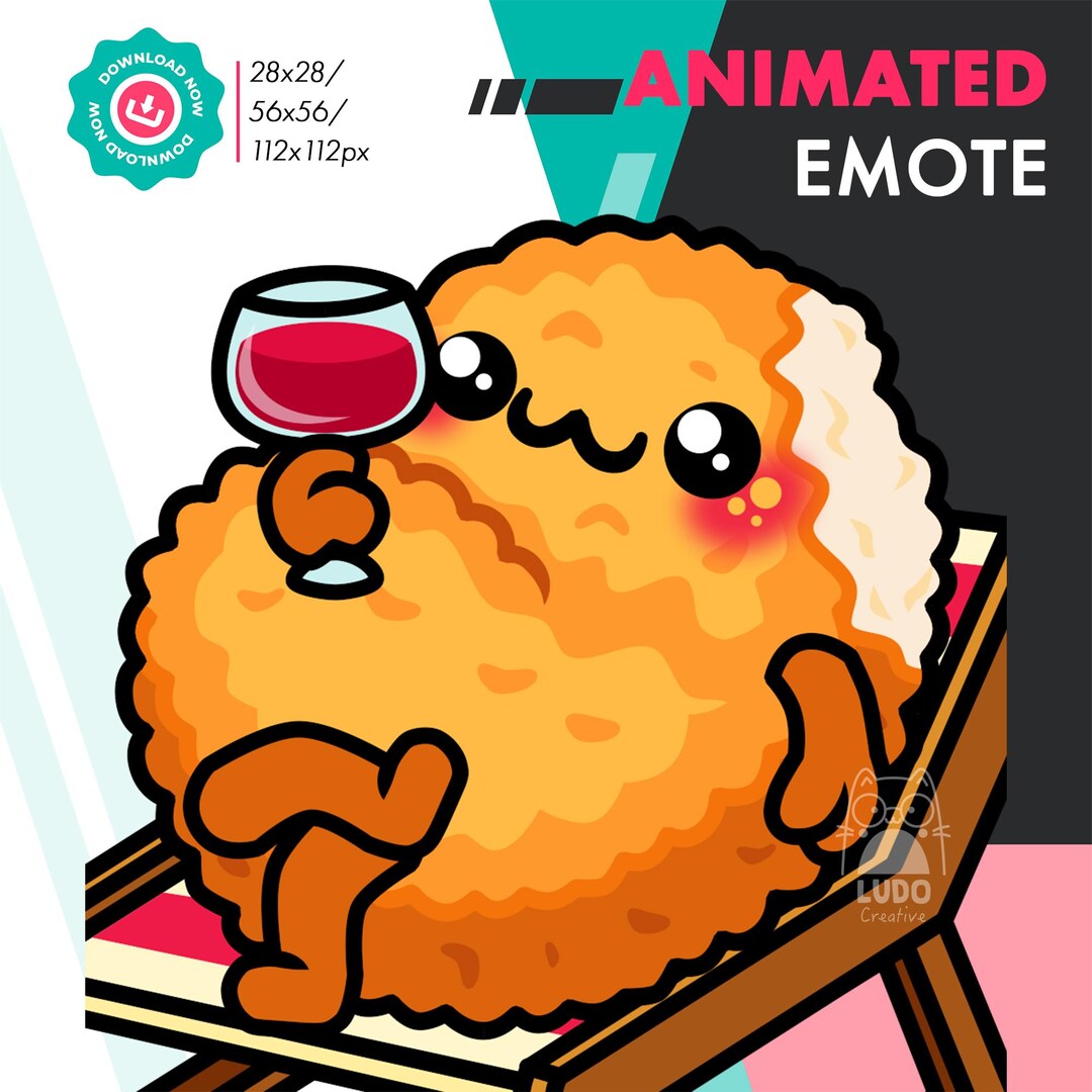 Animated Chicken Nugget Wine Emote, Cute Fried Chicken Chilling Emote ...