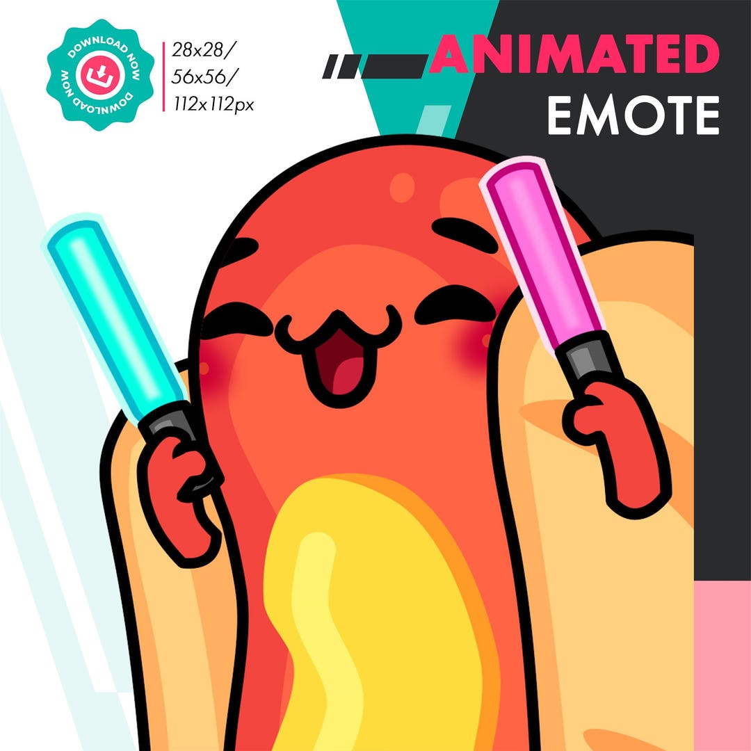 Animated Hotdog Cheer Emote, Cute Sausage Glowing Sticks Emote for ...