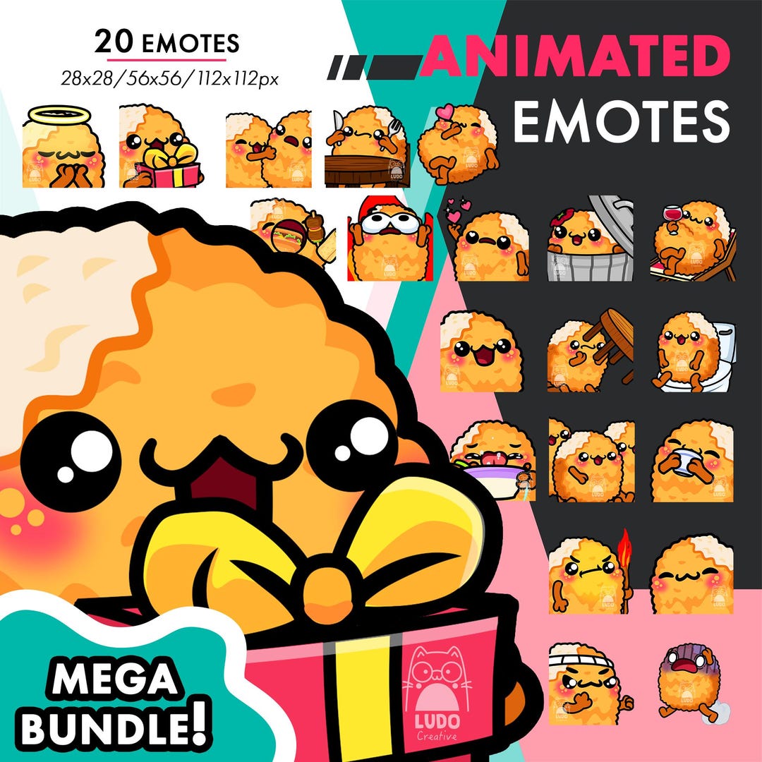 Mega Animated Nugget Emotes Pack 3, 20 Cute Fried Chicken Gift, Love ...