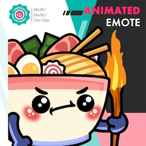 Animated Ramen Riot Emote, Cute Noodle Torch Emote for Twitch, Discord ...