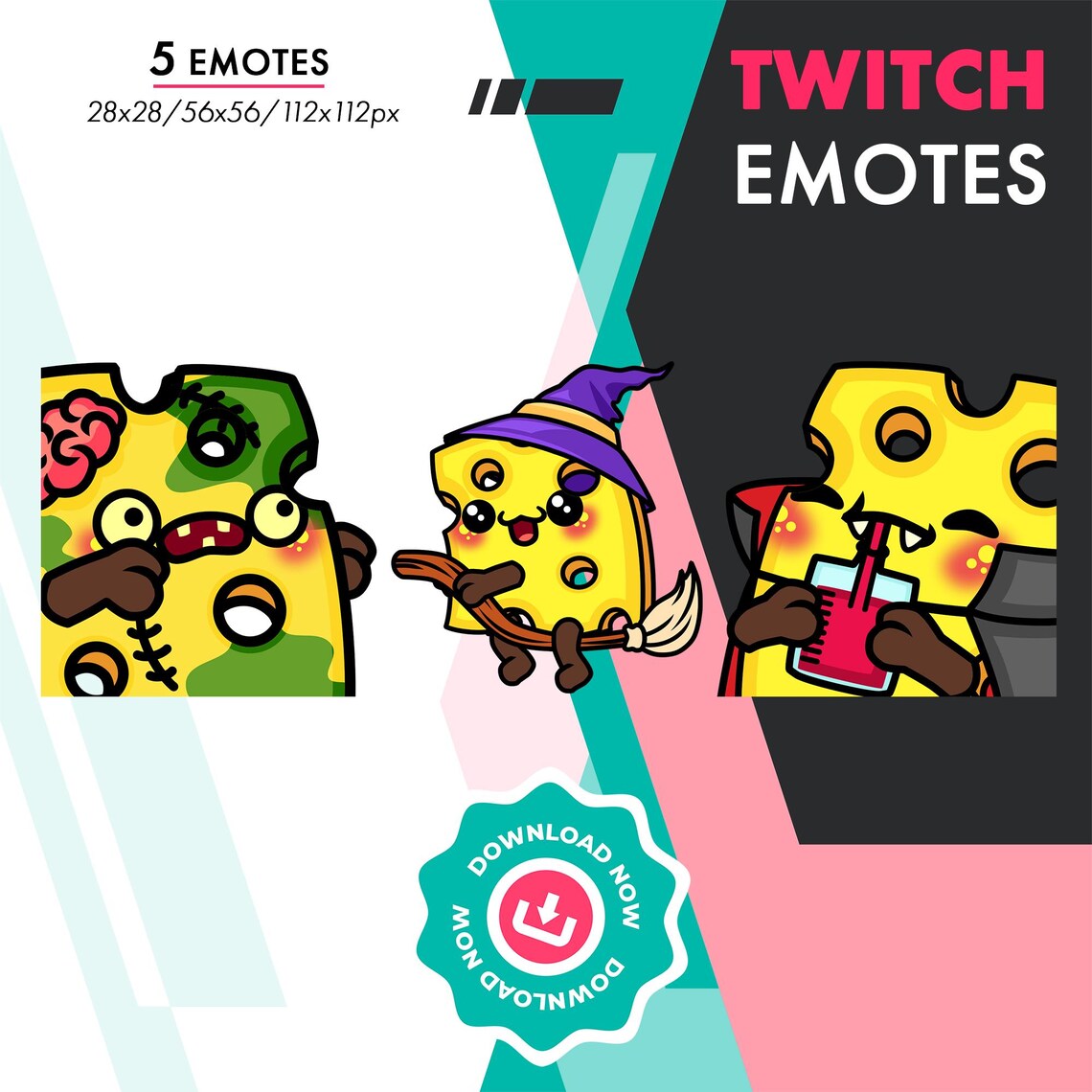 Halloween Cheese Emote Pack, Cute 5 Zombie, Ghost, Pumpkin Cheddar ...
