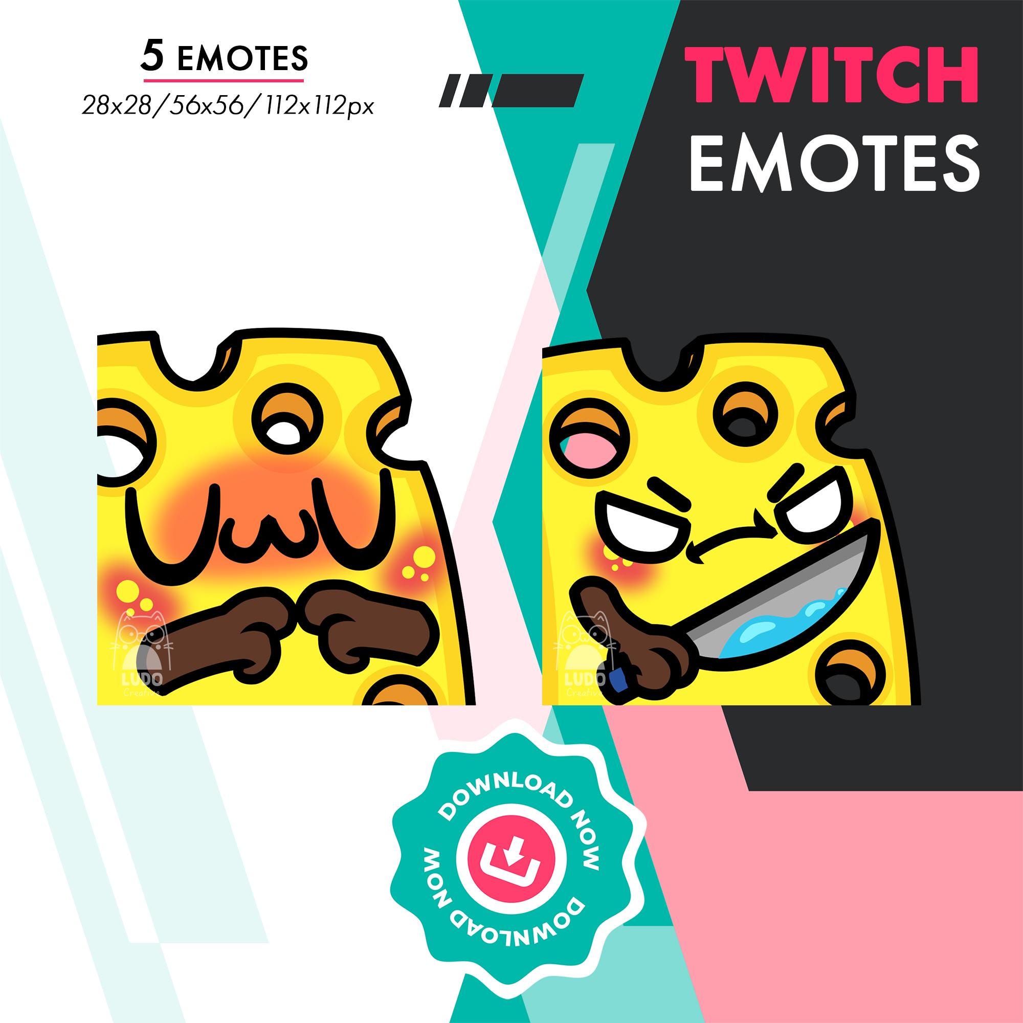 Cheese Emote Pack 3, Cute 5 Cheddar Slice Ban, Knife, Facepalm Emote ...