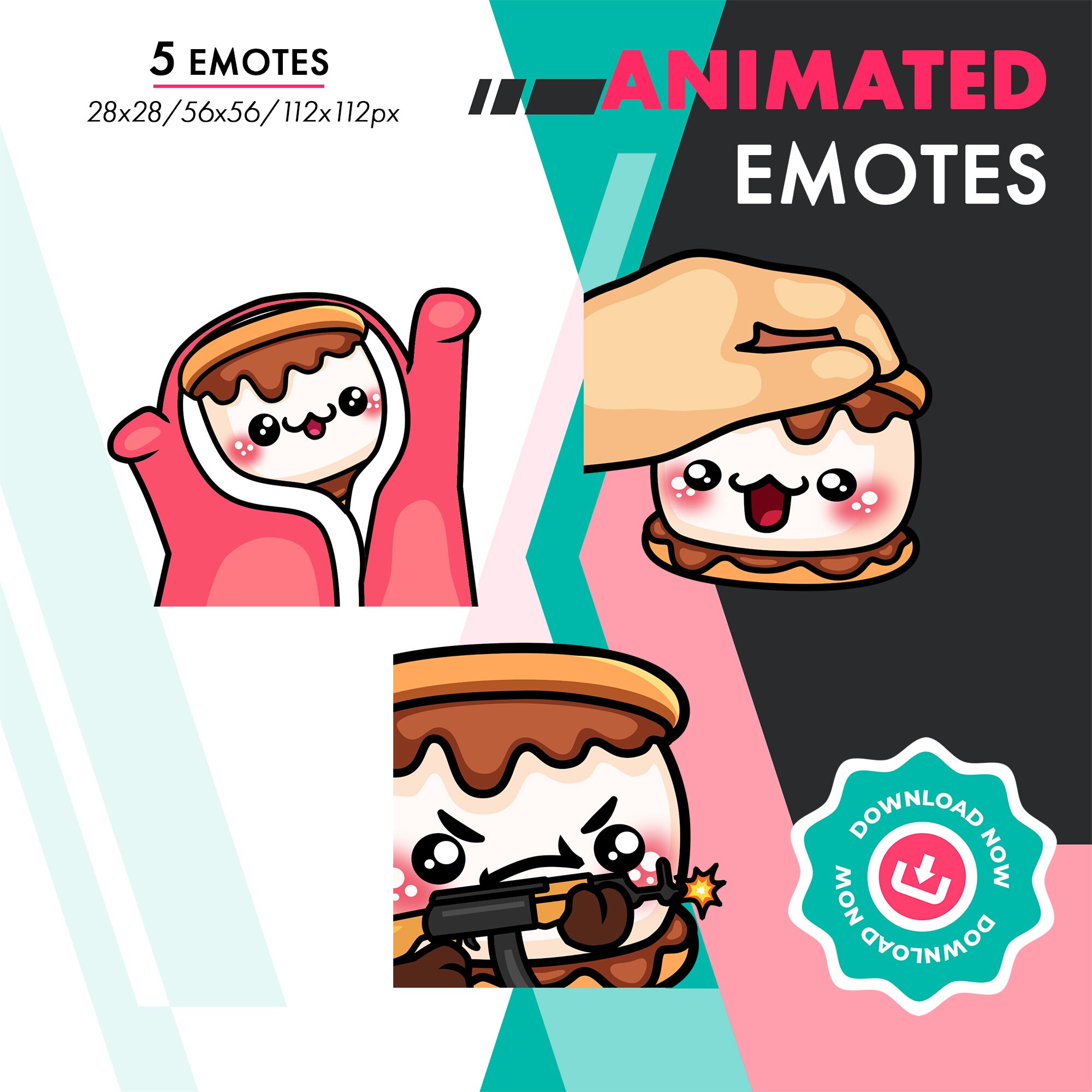 Animated Smores Emotes Pack, 5 Cute S'more Aim, Cozy Blanket, POP Emote ...