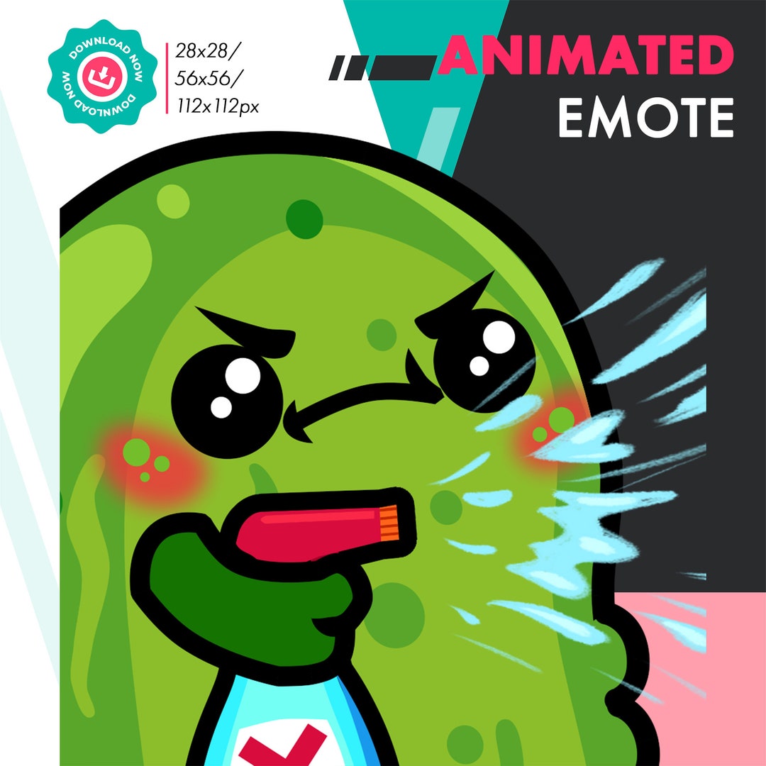Animated Pickle Spray Bottle Emote, Cute Pickle Bad Emote for Twitch ...