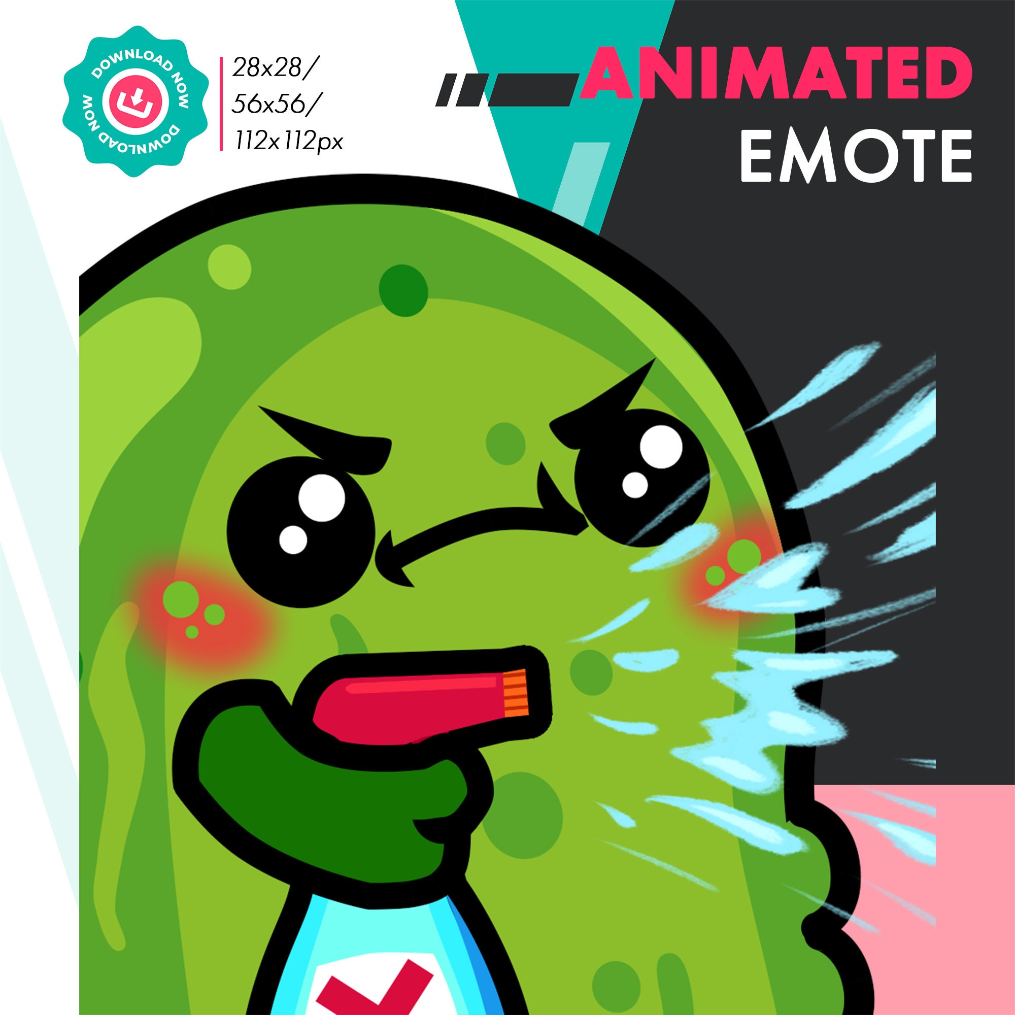 Animated Pickle Spray Bottle Emote, Cute Pickle Bad Emote for Twitch ...