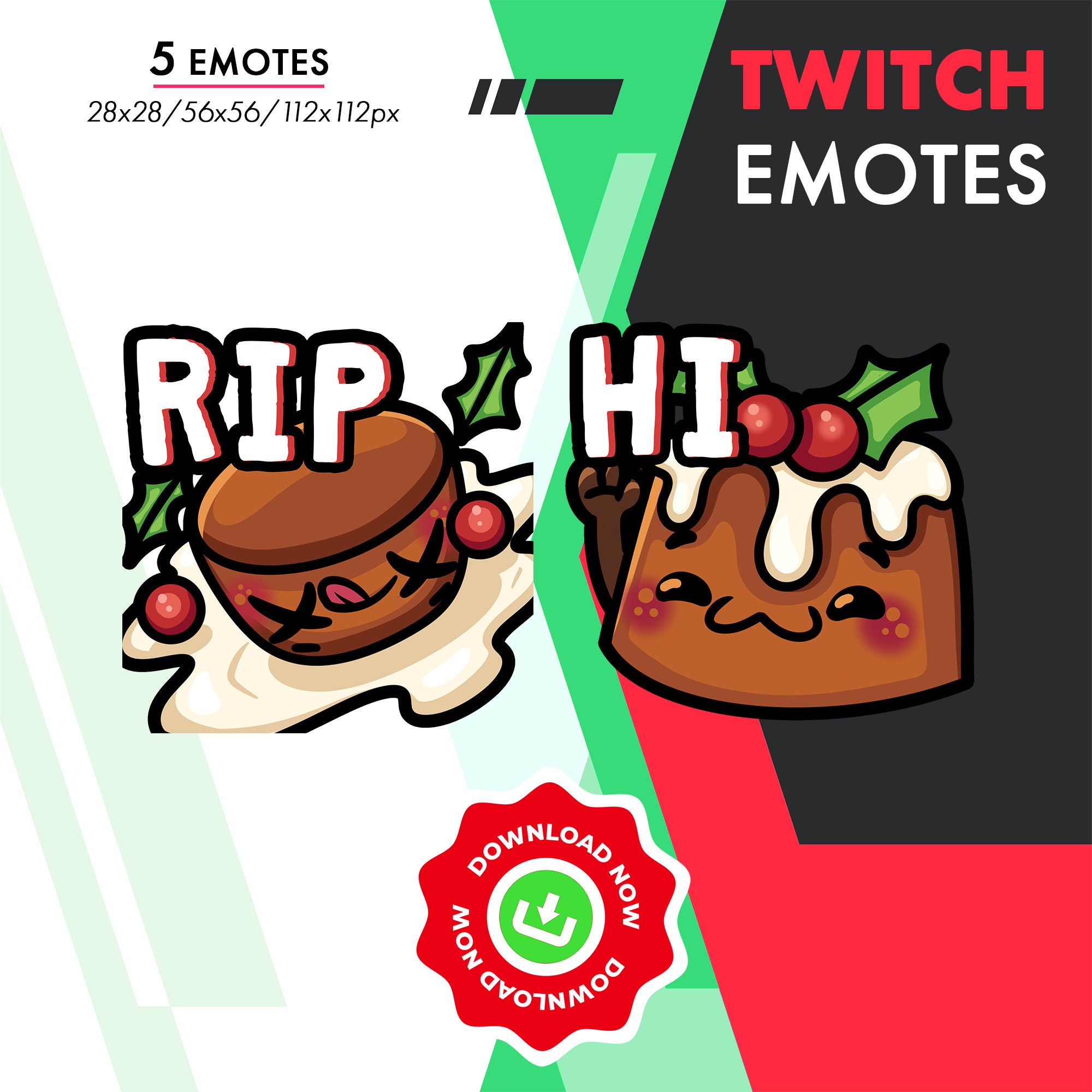 Christmas Pudding Emote Pack, Cute 5 Dessert Hype, Cozy Blanket, Rip ...