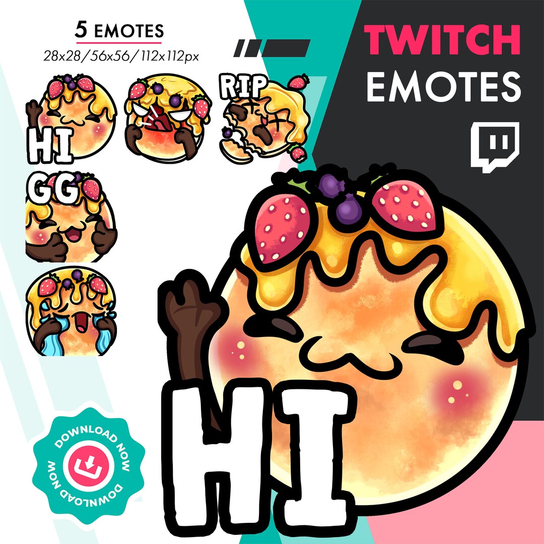Twitch Pancake Emotes Set | 5 Cute Chibi Pancake Emotes Pack for ...