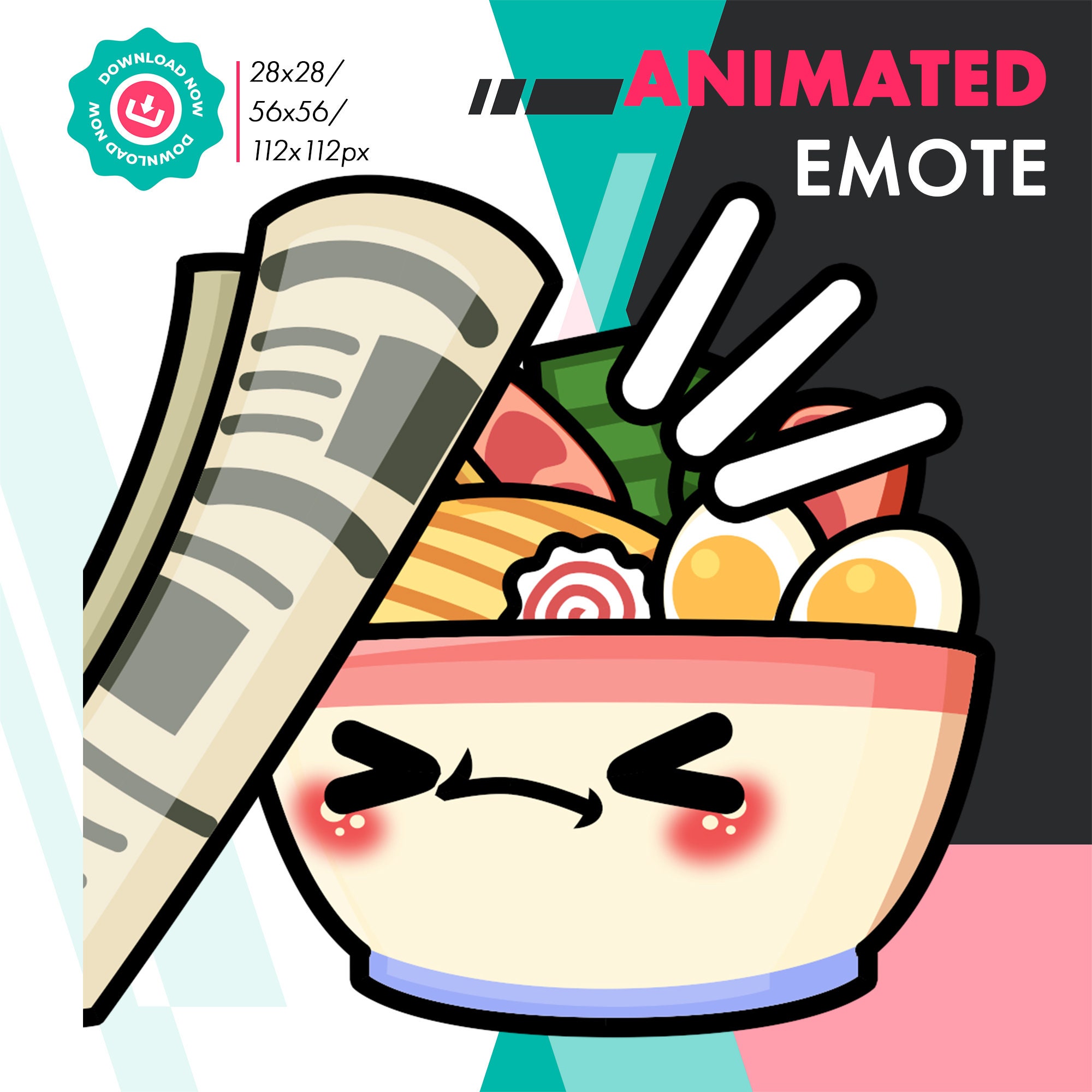Animated Ramen Emote, Animated Noodle Bonk Emote for Twitch Streamers ...