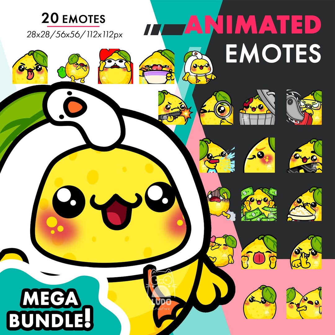 Mega Animated Lemon Emotes Pack 2, 20 Fruit Kiss, Leave, Fart GIF Set ...
