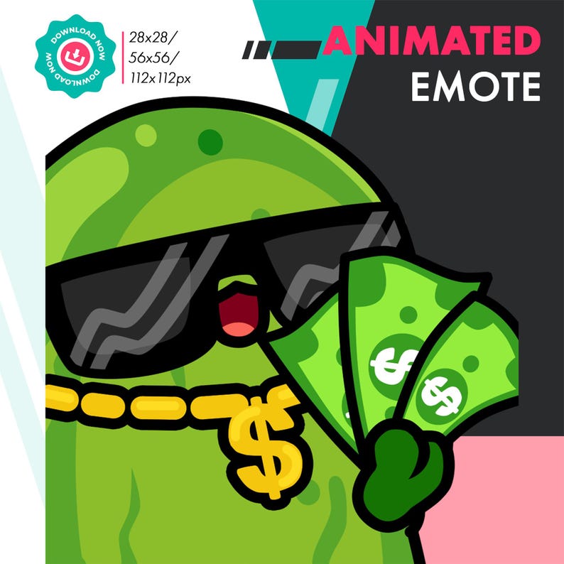 Animated Pickle Money Emote, Cute Gherkin Donate Dance Emote for Twitch ...