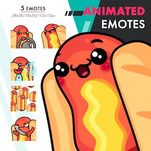 Animated Hotdog Emotes Pack, 5 Cute Sausage Wiggle, Raid, Knife Emote ...
