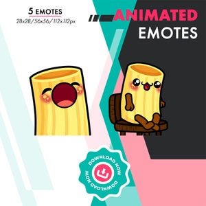 Animated Pasta Emotes Pack, 5 Cute Rigatoni Wiggle, Steering Wheel, Sit ...