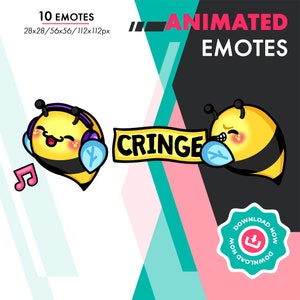 Animated Bee Emotes Pack, 10 Cute Wasp Steer, Dance, Pop Emote Set for ...