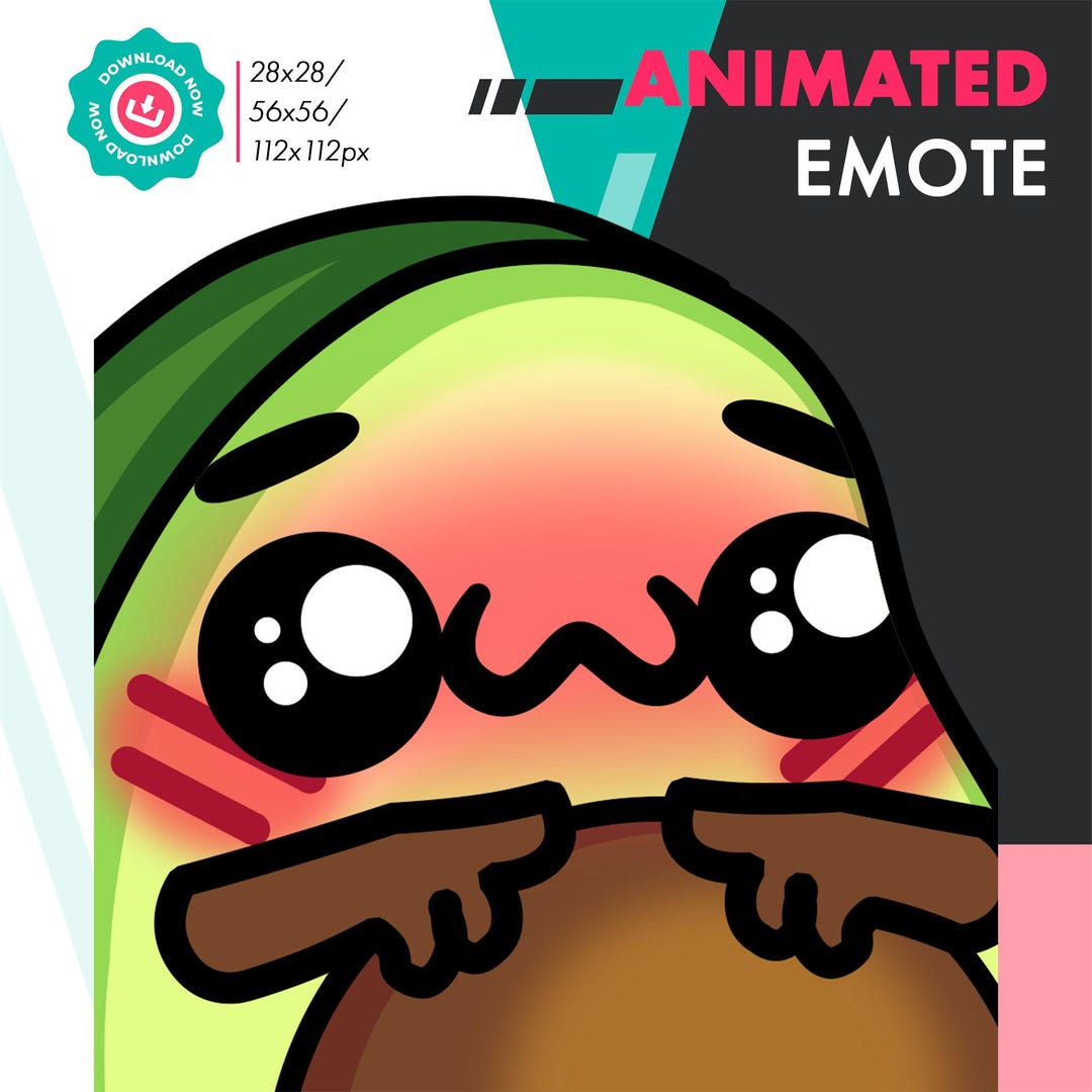 Animated Avocado Shy Emote, Cute Vegetable Emote for Twitch Youtube ...
