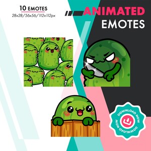 Animated Pickle Emotes Pack 2, 10 Cute Gherkin Spray Bottle, Popcorn ...