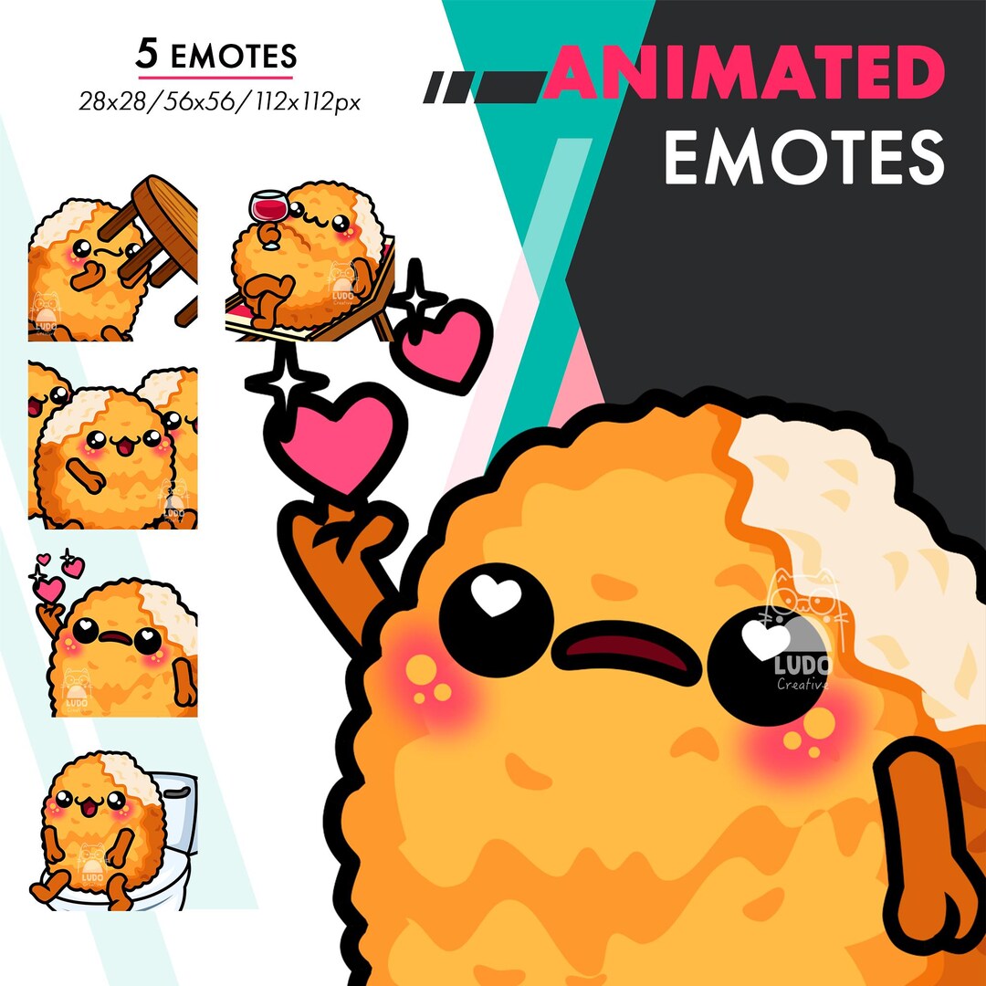 Animated Chicken Nugget Emotes Pack 11, 5 Cute Fried Chicken Flipping ...