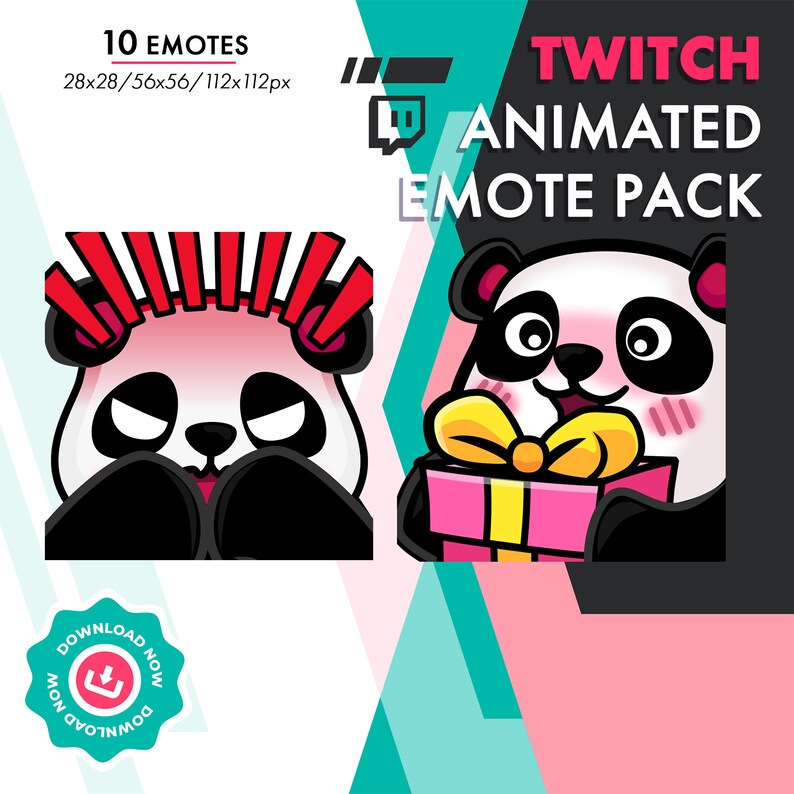 Animated Panda Emotes Pack, Cute Twitch Panda Emote Set for Streamers ...