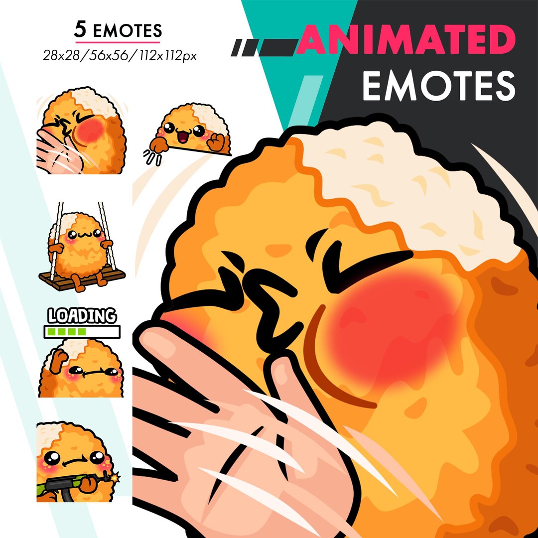 Animated Chicken Nugget Emotes Pack 4, 5 Cute Fried Chicken Loading ...