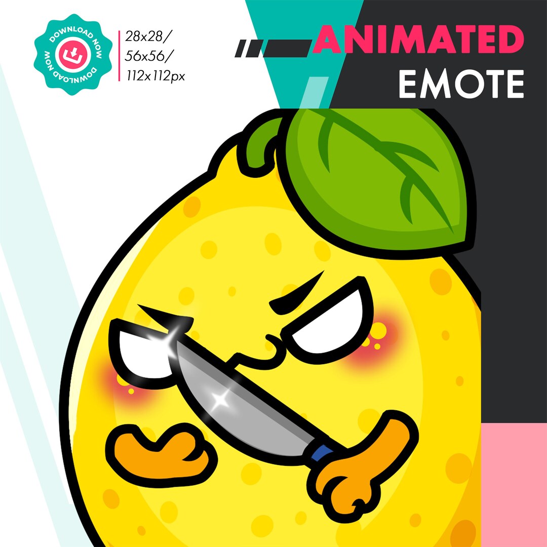 Animated Lemon Knife Emote, Cute Food Emote for Twitch Youtube Discord ...