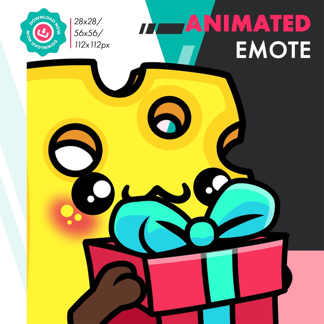 Animated Cheese Gift Emote, Cute Cheddar Slice Present Emote for Twitch ...