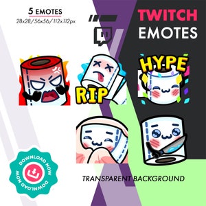Twitch Toilet Paper Emote Pack | Cartoon Rip, Rage, Hype Emote Set for ...