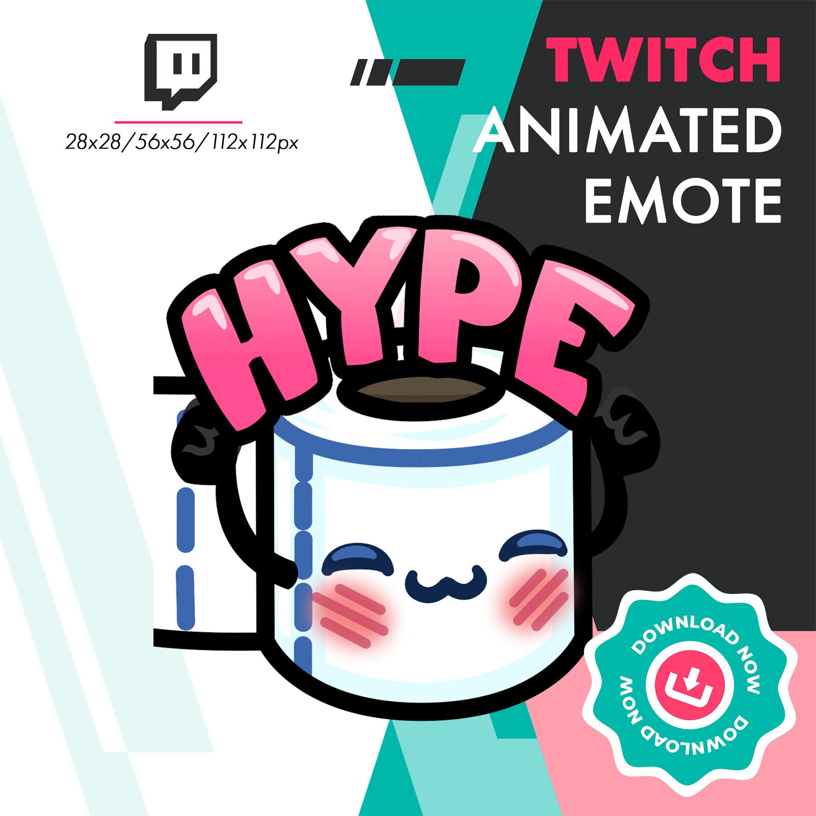 Animated Twitch Emote Cute Toilet Paper Hype Emote for Twitch Youtube ...