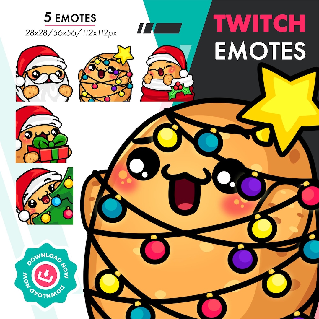 Christmas Potato Emotes Pack, 5 Cute Potato Christmas Gift, Tree, Fairy ...