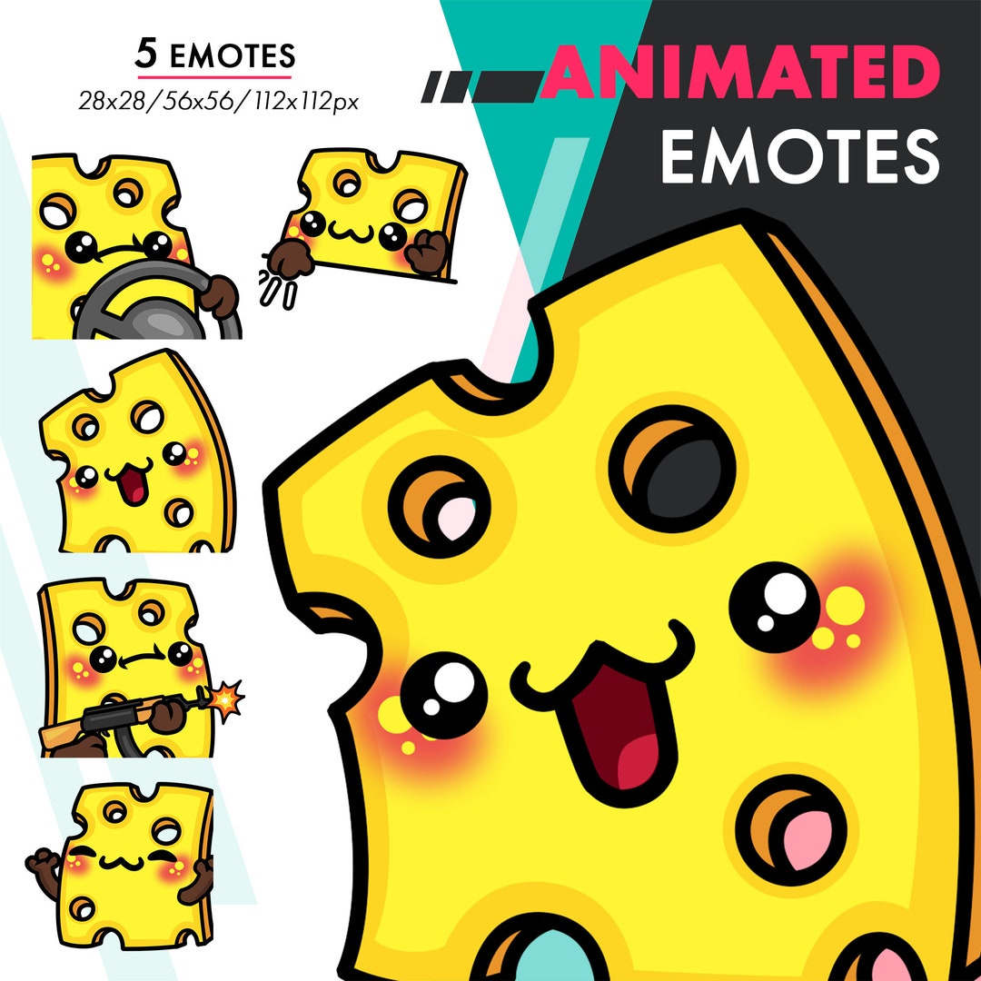 Animated Cheese Emotes Pack, 5 Cute Cheddar Slice Wiggle, Steer, Dance ...