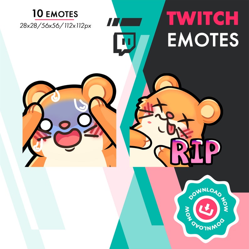 Twitch Hamster Emotes Set | 10 Cute Chibi Mouse Emotes Pack for Youtube ...